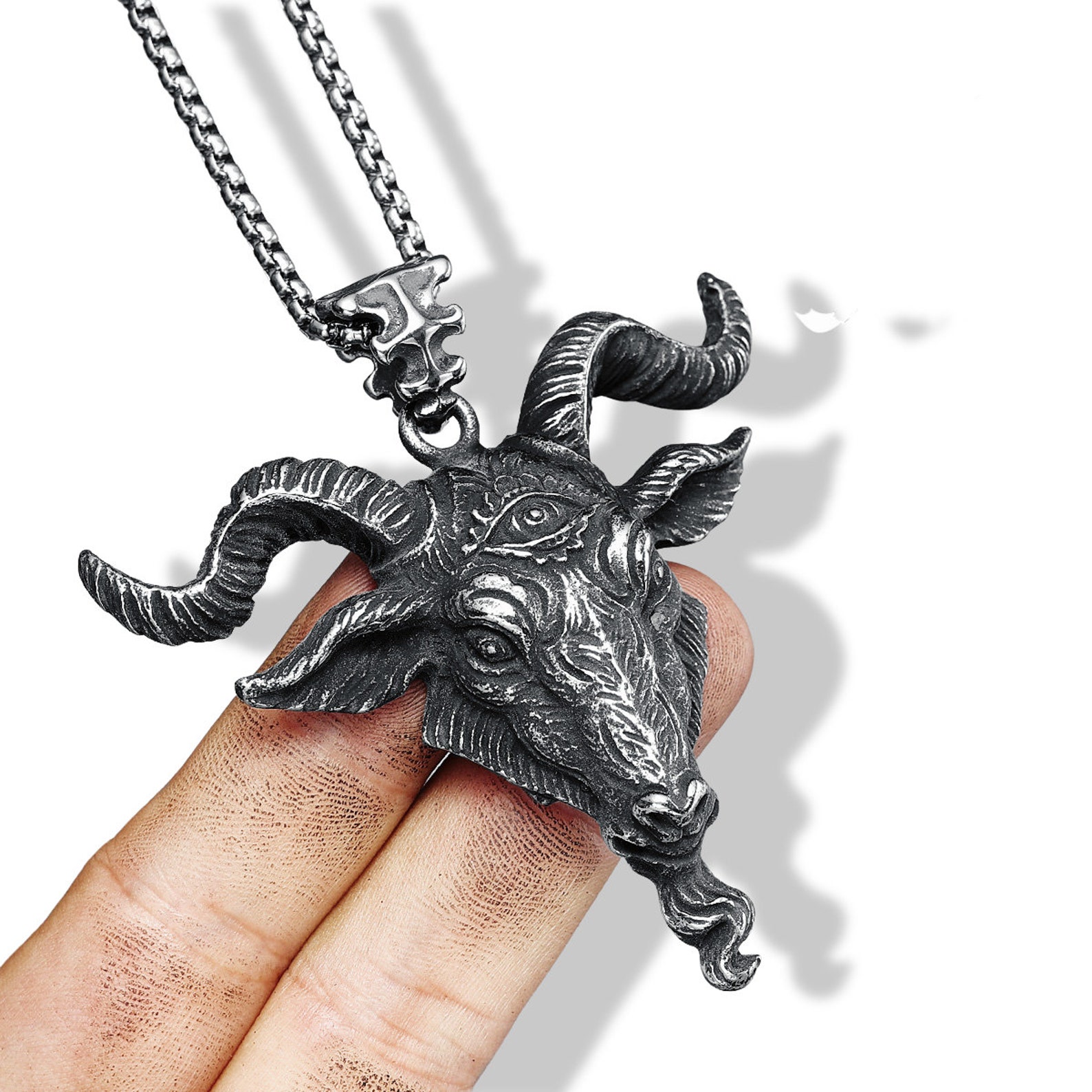 Ram Goat Pendant Long Necklaces , Goat Pendant , Retro Stout Horn ...