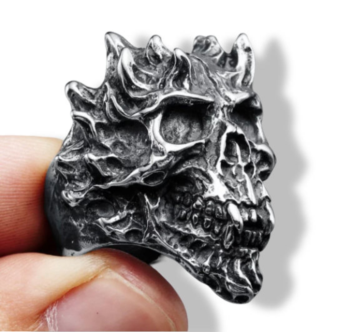 Demon Skull Men Rings, Ghost Men Rings, 316L Stainless Steel Gothic ...