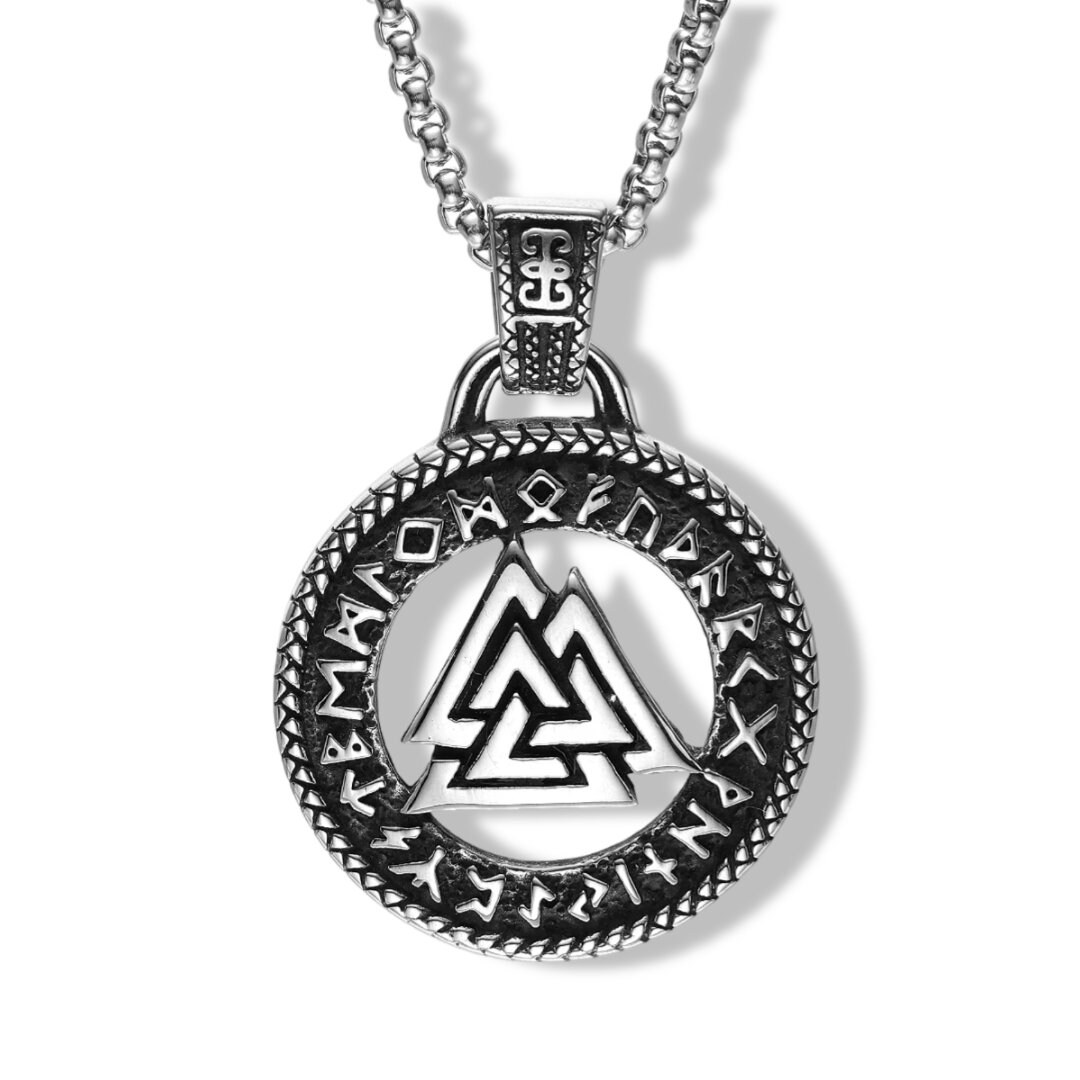 Triangle Viking Pirate Runes Men Necklaces Pendant Stainless Steel Long ...