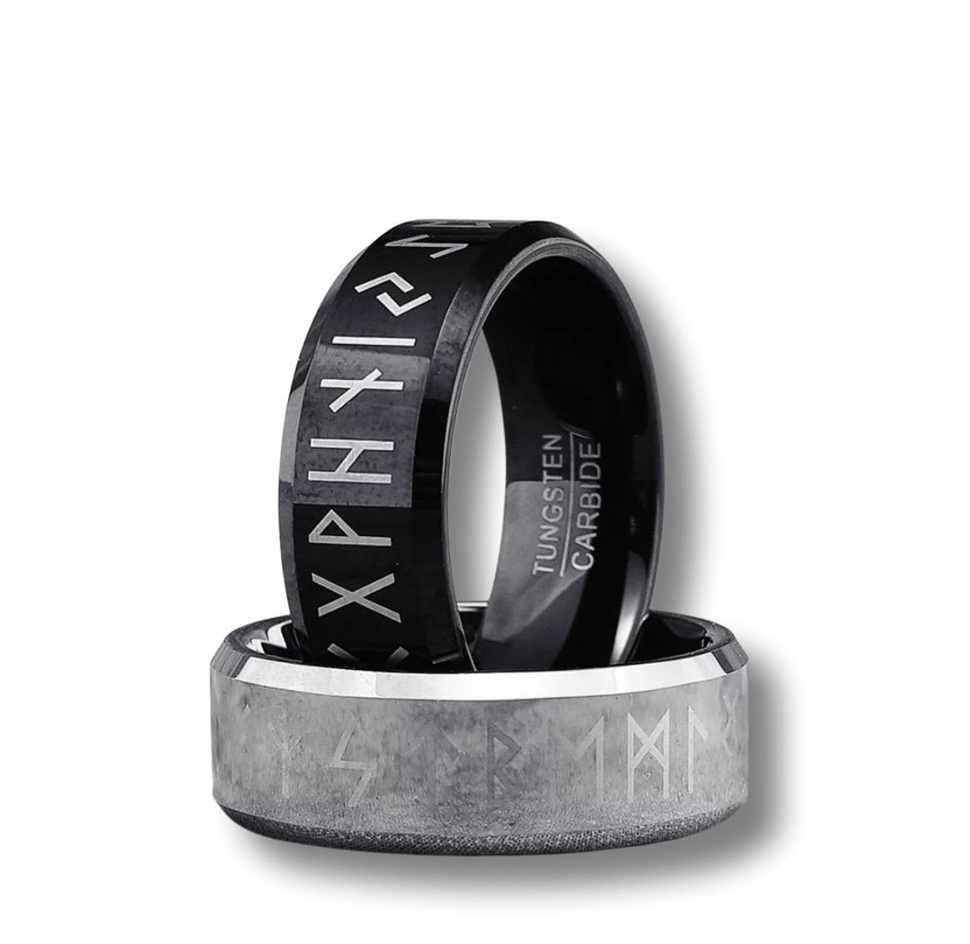 Viking Runes Rings, Luxury Tungsten Carbide Men Rings, Viking Rune Spin ...