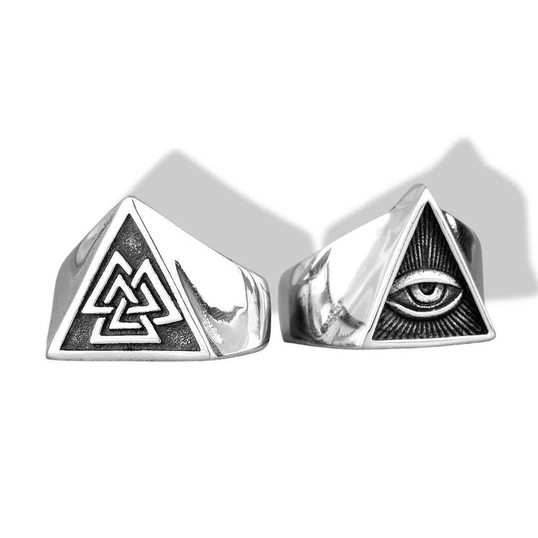 Viking Myth Odin Triangle Symbol Ring | Nordic Mythology Masonic Odin ...