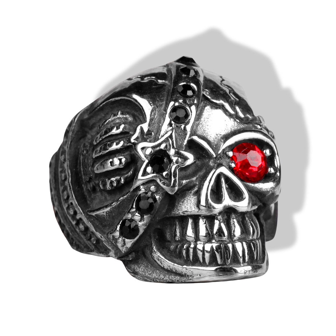 Skull Red Eye Ring - Classic Style Red Eye Skull Ring - Skull Men Ring ...