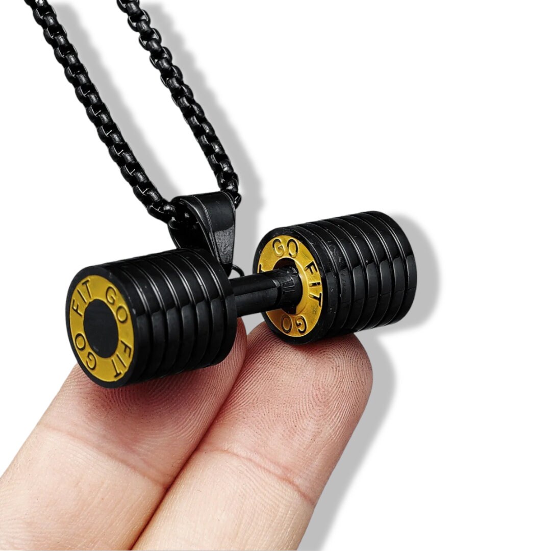 Dumbbell Pendant | Silver Box Chain Necklace | Minimalist Necklace for ...