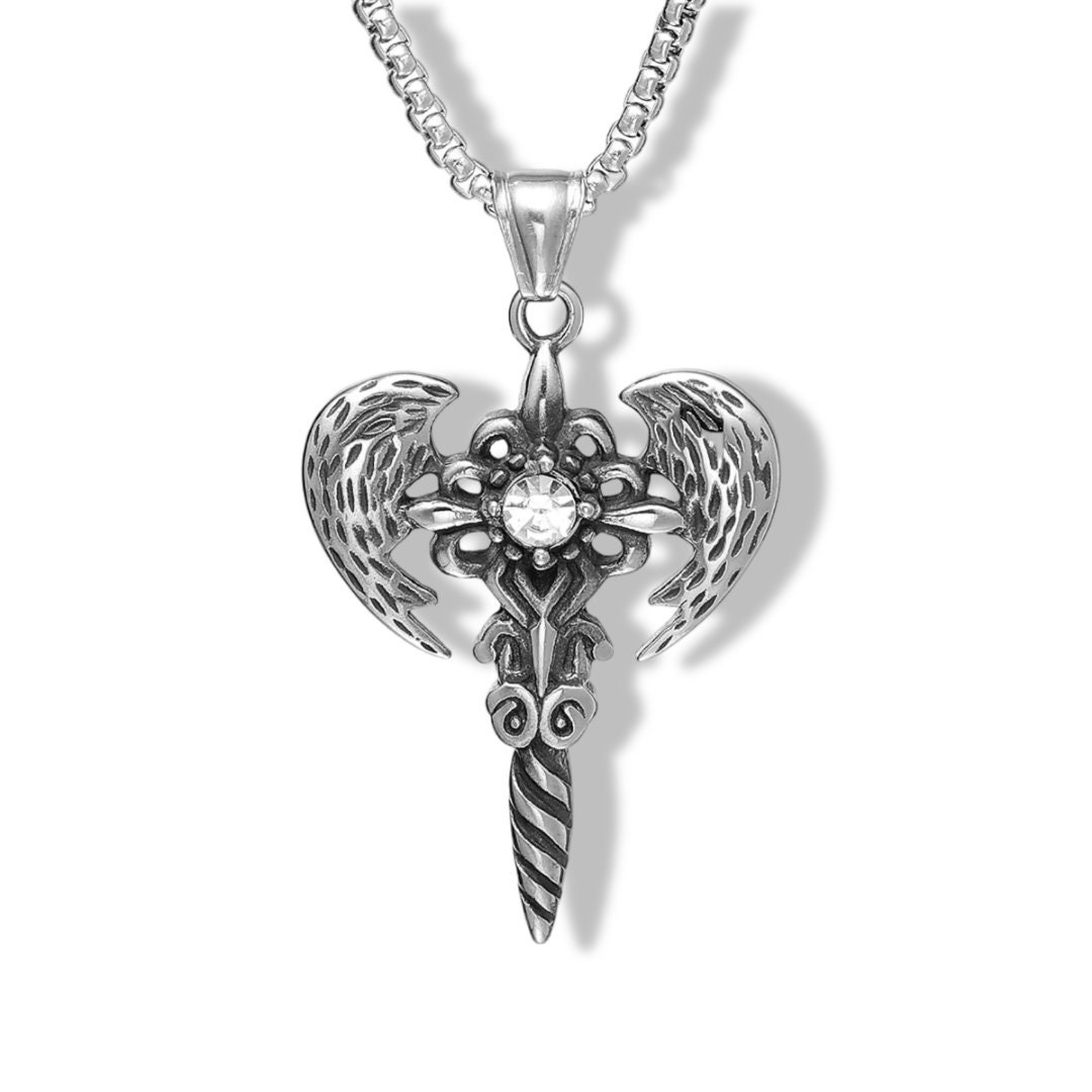 Sword Wing Pendant , Cross Sword Necklace, Gothic Cross Necklace Men ...