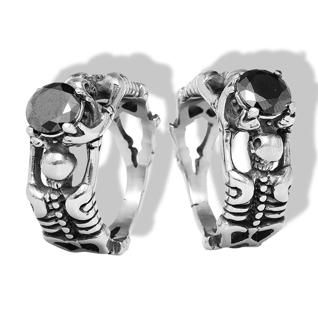 Gemstone Skull Connected Ring, Skull Maleficent Ring ,satan Demon Skull ...