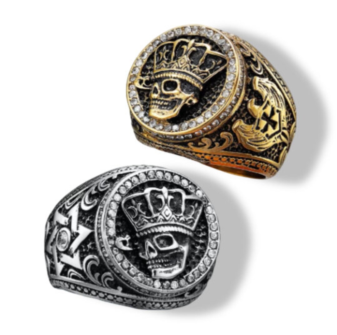 Skeleton Emperor Men Rings Skeleton Emperor Stainless Steel Rings Punk ...