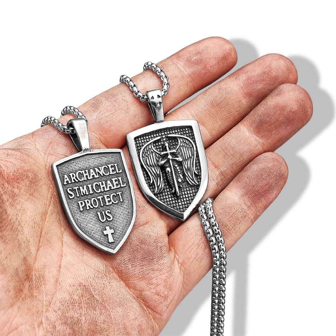 Archangel St.michael Stainless Steel Jewelry Religion Believer Punk ...