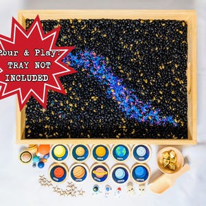 Outer Space Sensory Bin Pour and Play: Planets, Astronauts, Galaxy Rice ...