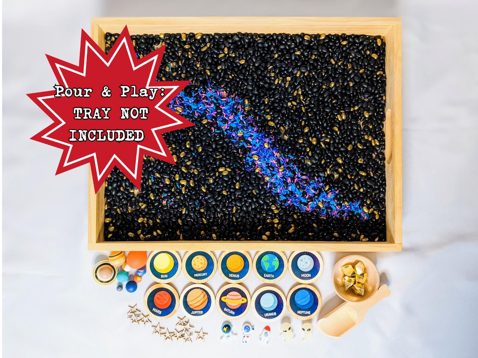 Outer Space Sensory Bin Pour and Play: Planets, Astronauts, Galaxy Rice ...