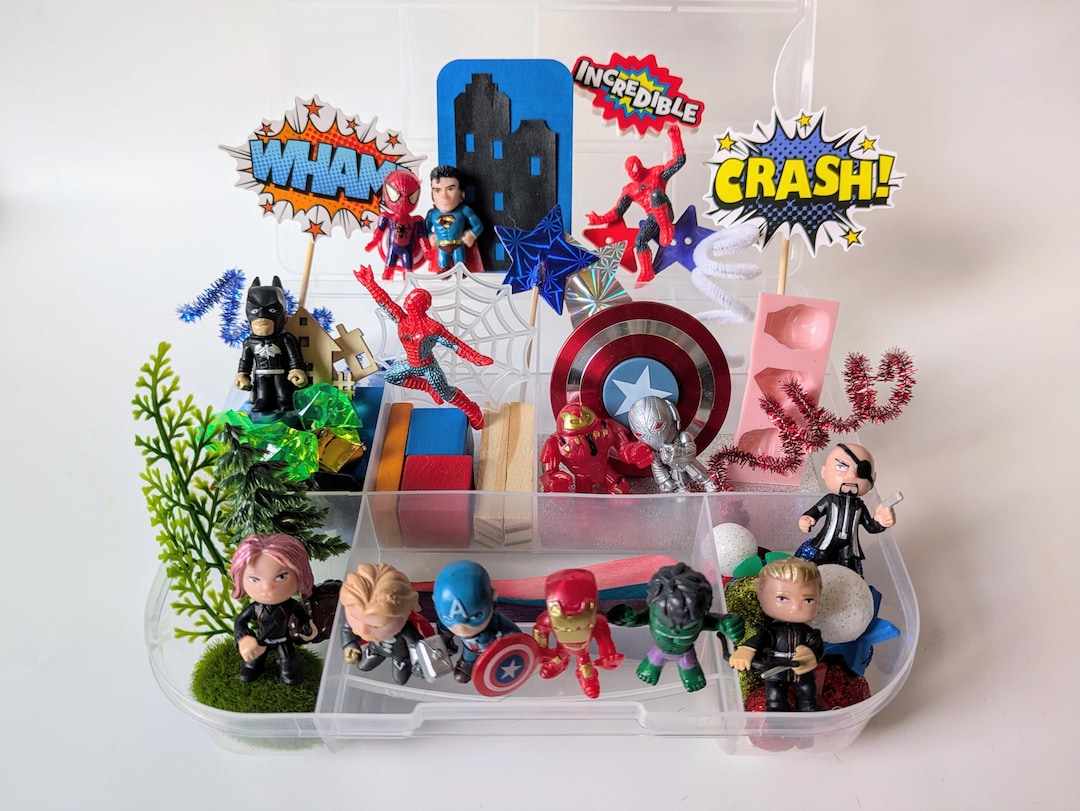 Superhero Playdough Sensory Kit: Pretend Play Busy Bin - Etsy