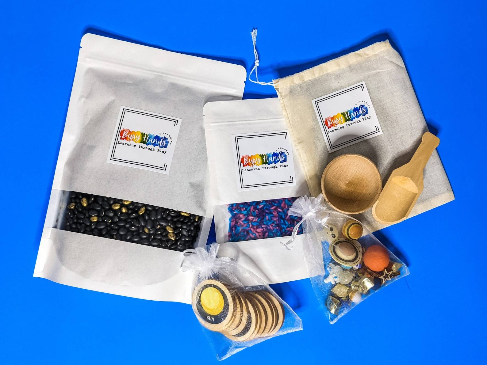 Outer Space Sensory Bin Pour and Play: Planets, Astronauts, Galaxy Rice ...