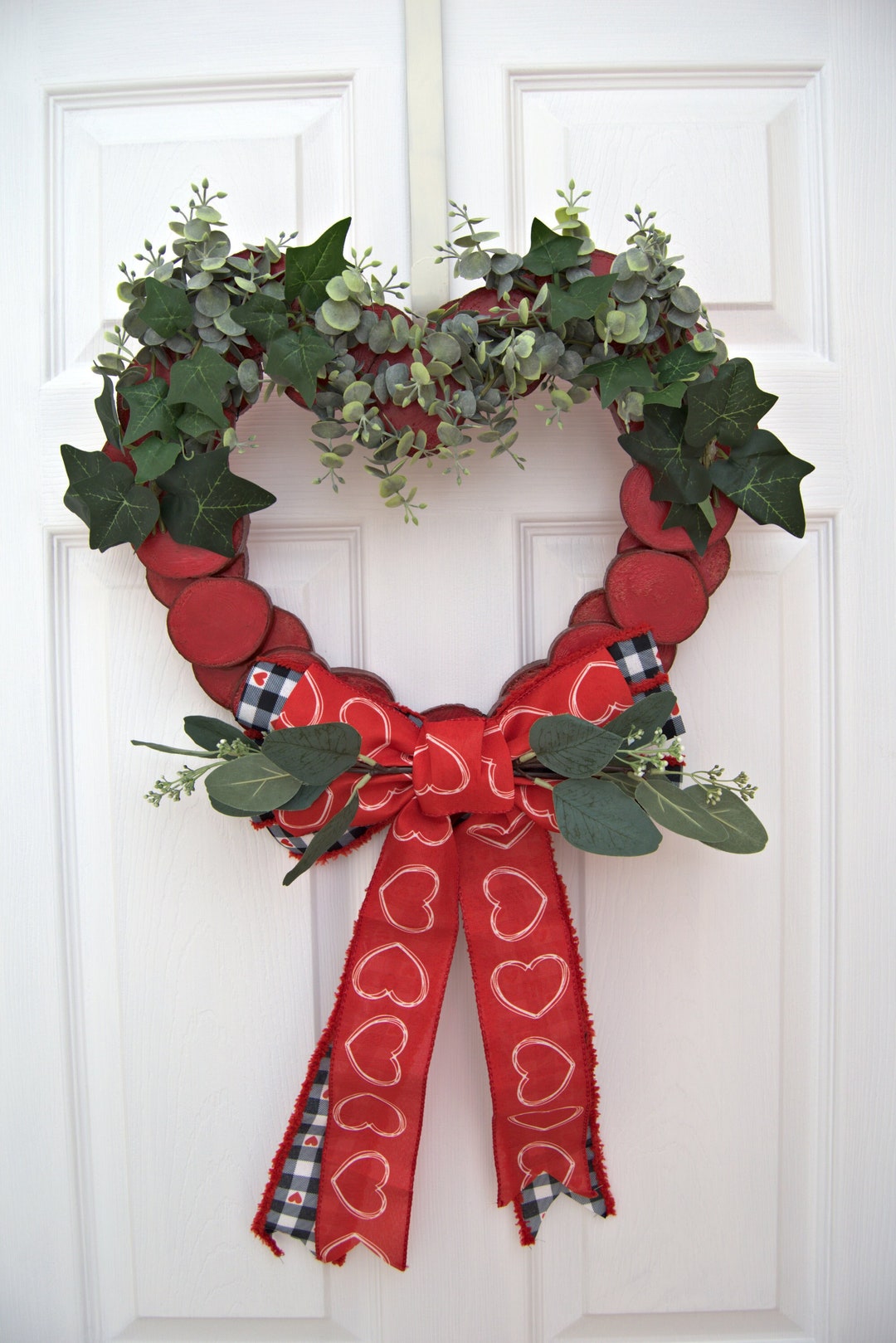 Rustic Style Heart Shaped Wreath Farmhouse Decor Natural Wood Slice ...