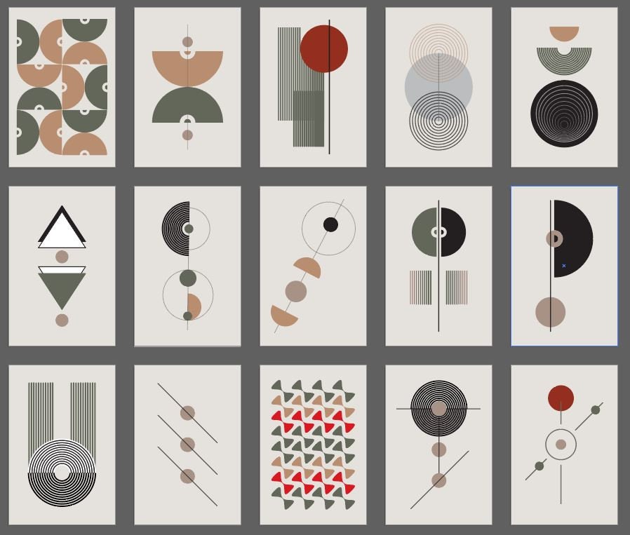 60 Geometric Poster Designs, Printable Art, Scandinavian and Bauhaus ...