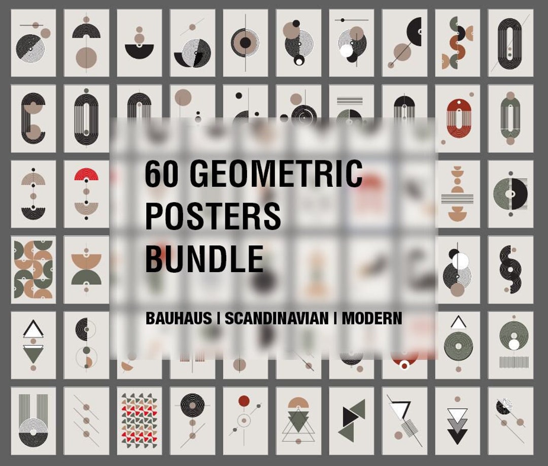 60 Geometric Poster Designs, Printable Art, Scandinavian and Bauhaus ...