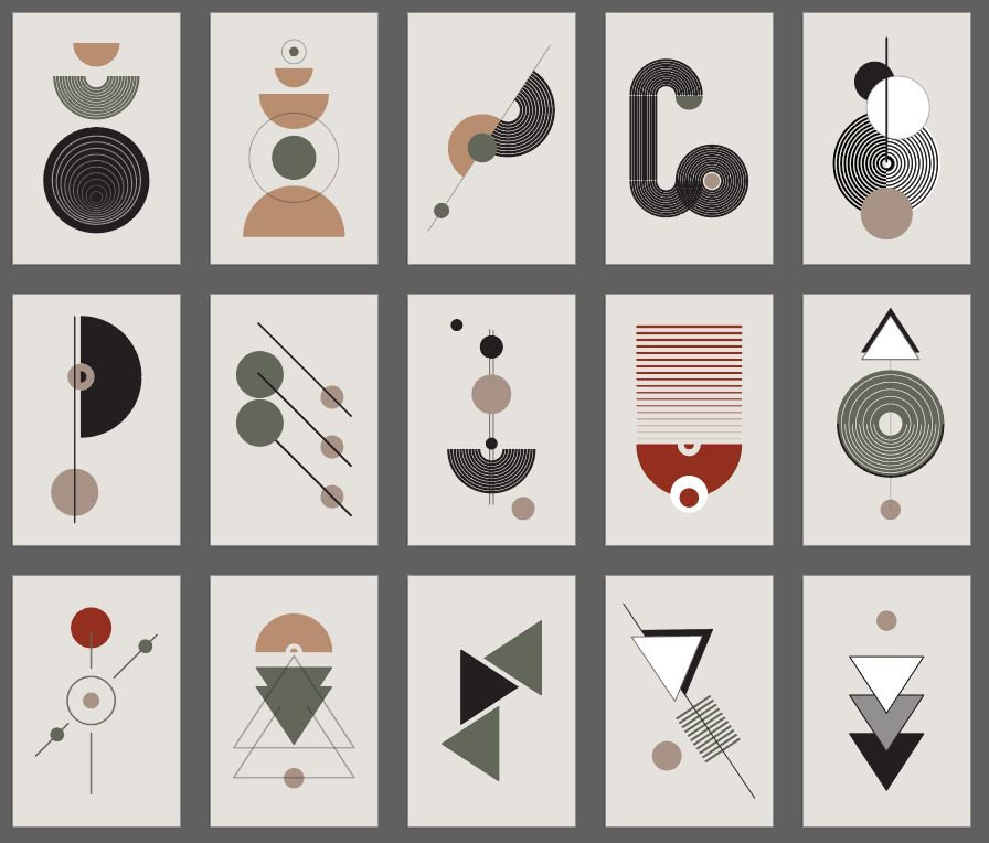 60 Geometric Poster Designs, Printable Art, Scandinavian and Bauhaus ...