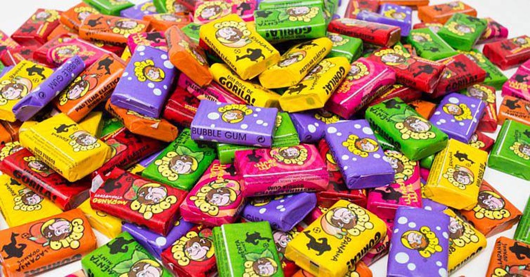 40 Chewing Gum Gorila Traditional Assorted Flavours Bubble Gum Candy ...