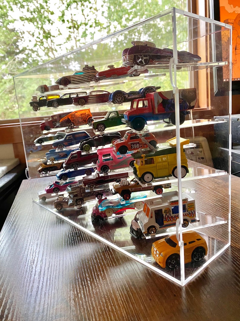 Clear Acrylic Angled 1:64 Diecast Car Display Case Kit With Dust Cover ...