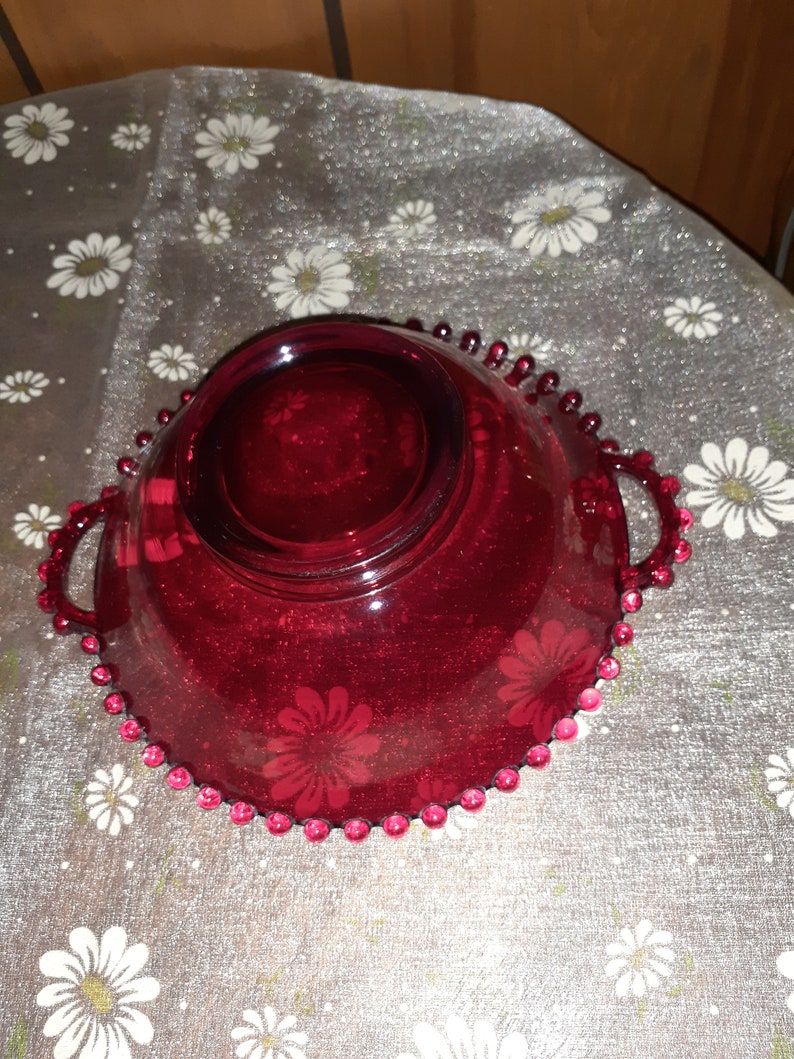 Vintage Candlewick Handled Red Bowl, Imperial Glass - Etsy