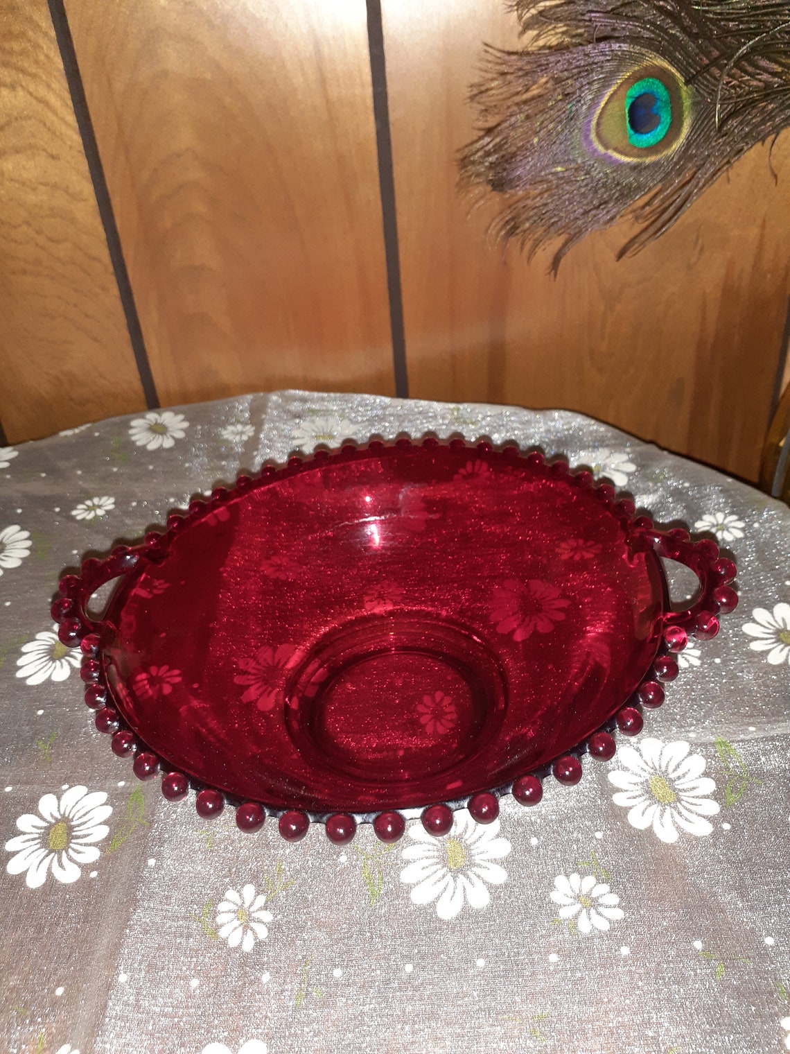 Vintage Candlewick Handled Red Bowl, Imperial Glass - Etsy