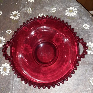 Vintage Candlewick Handled Red Bowl, Imperial Glass - Etsy