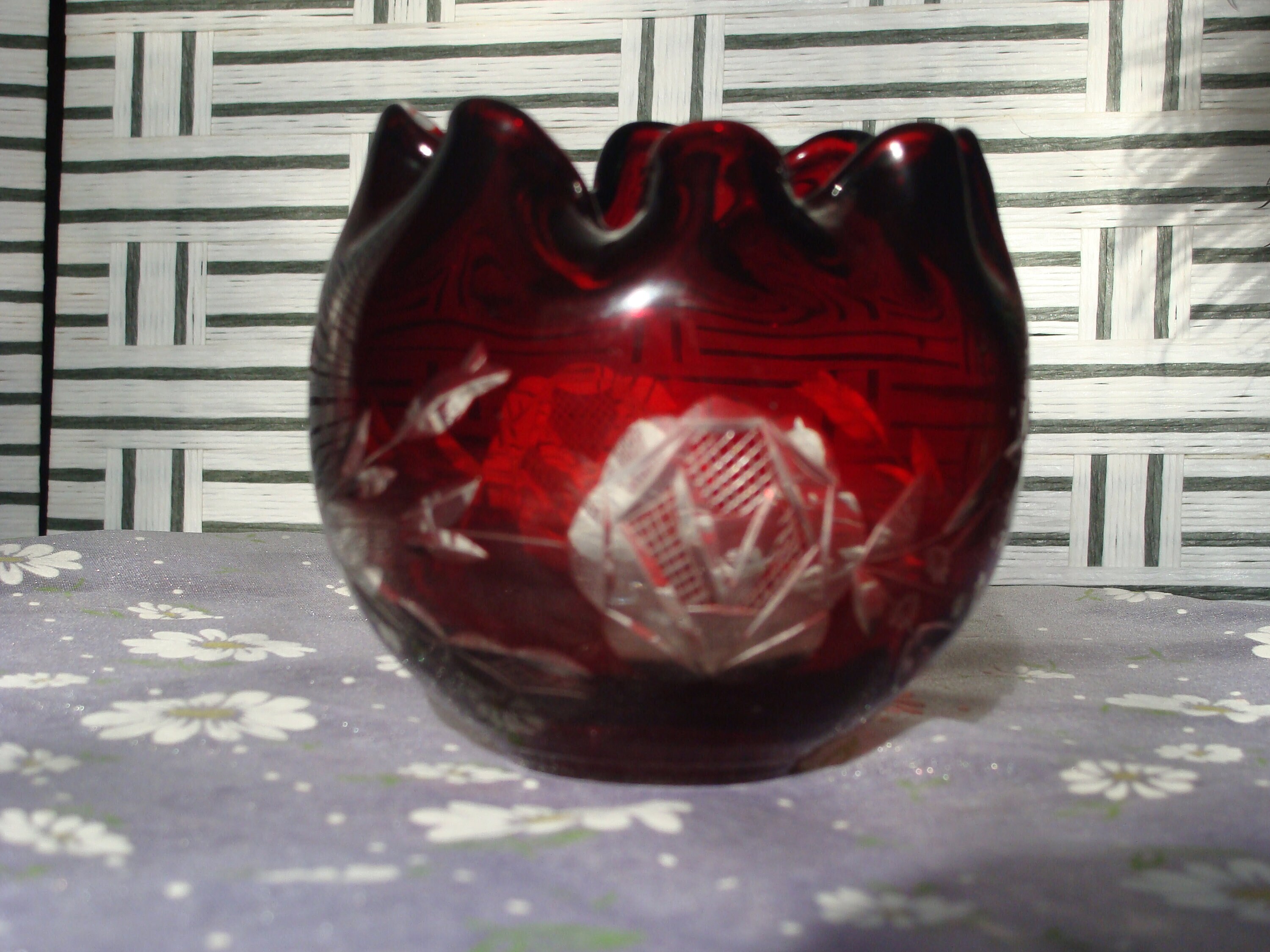 Antique Ruby Red Cut to Clear Art Glass Bowl - Etsy