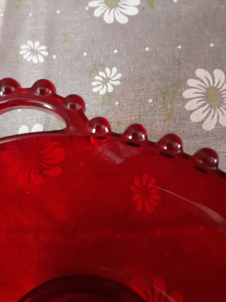 Vintage Candlewick Handled Red Bowl, Imperial Glass - Etsy