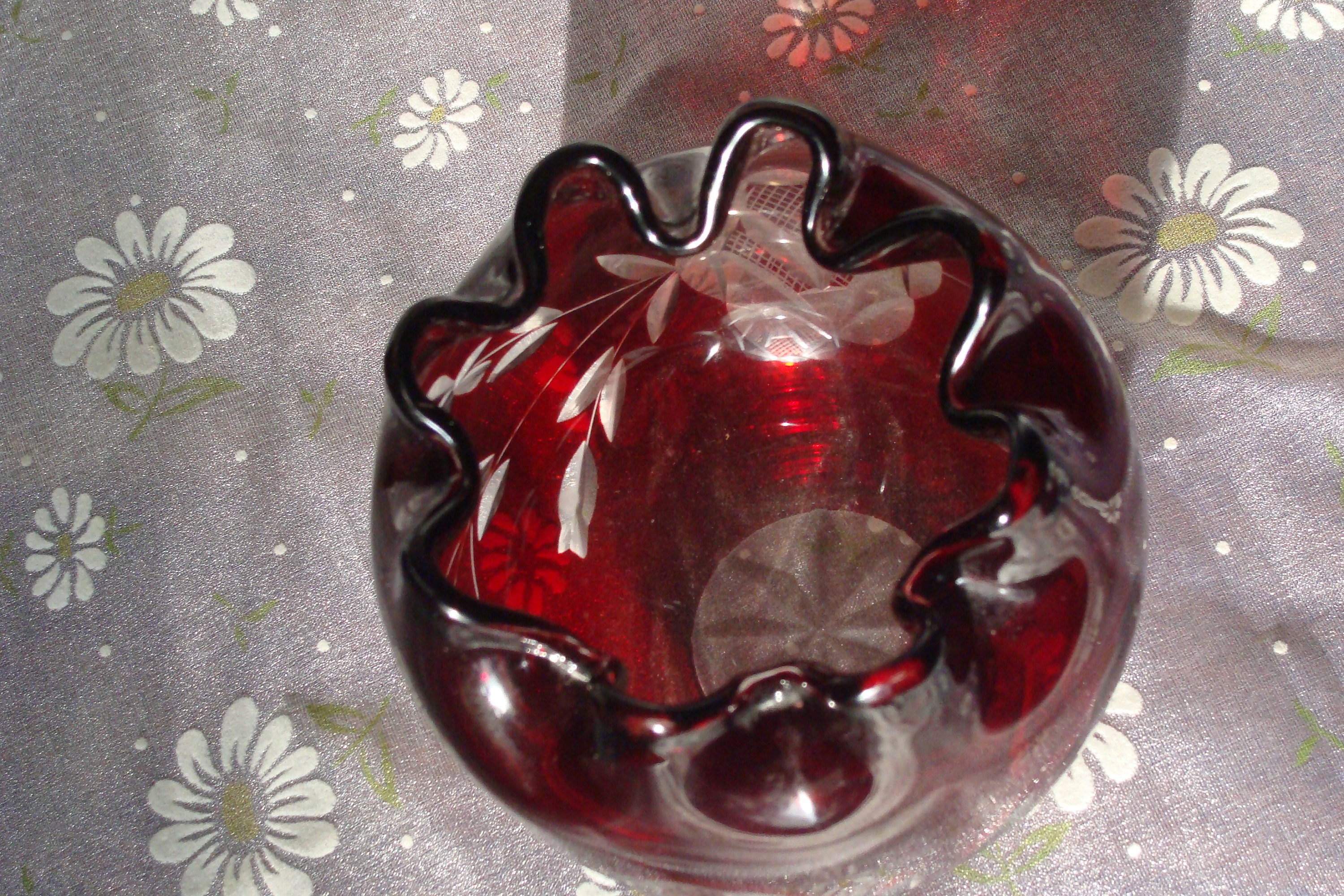 Antique Ruby Red Cut to Clear Art Glass Bowl - Etsy