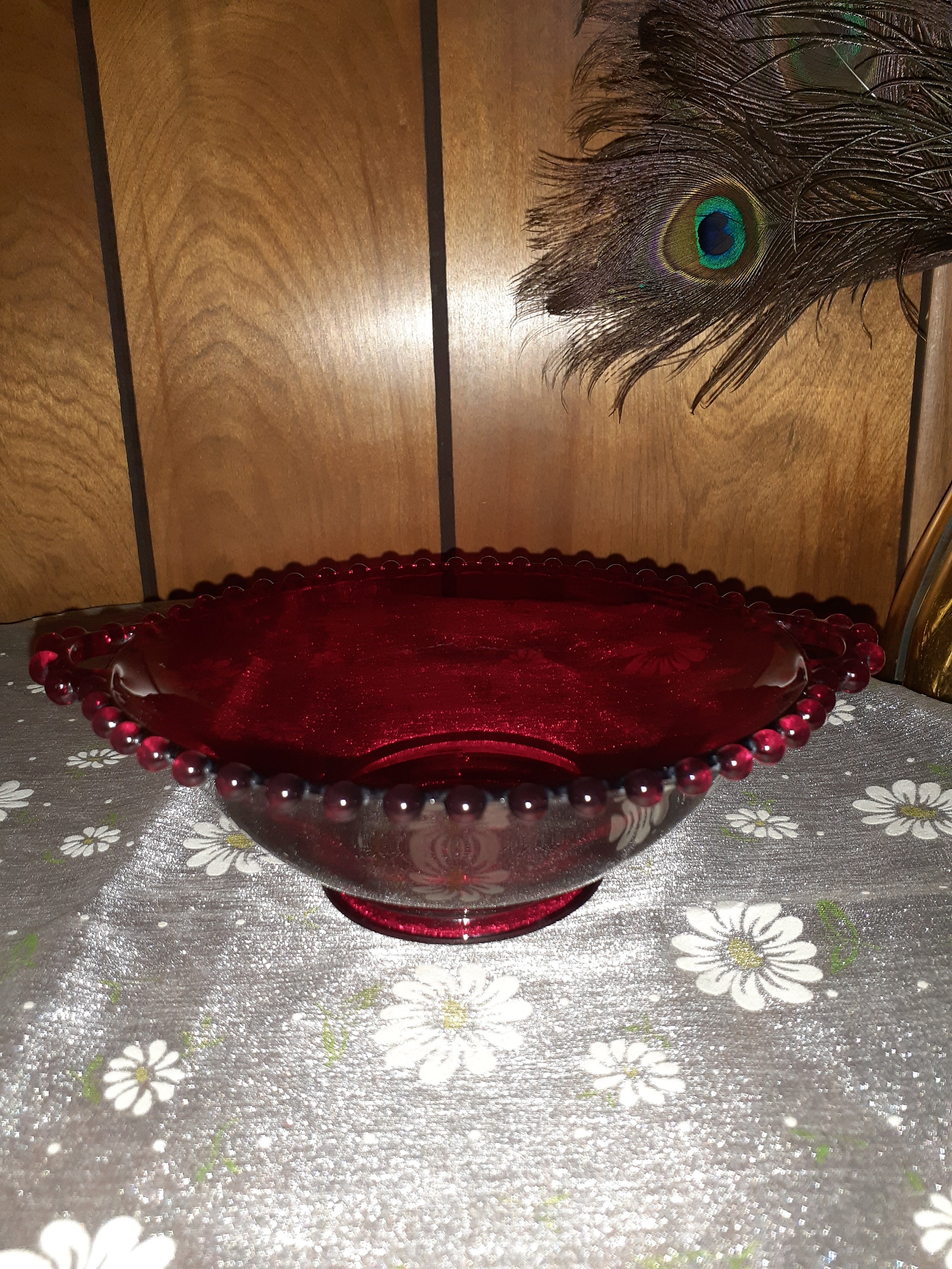 Vintage Candlewick Handled Red Bowl, Imperial Glass - Etsy