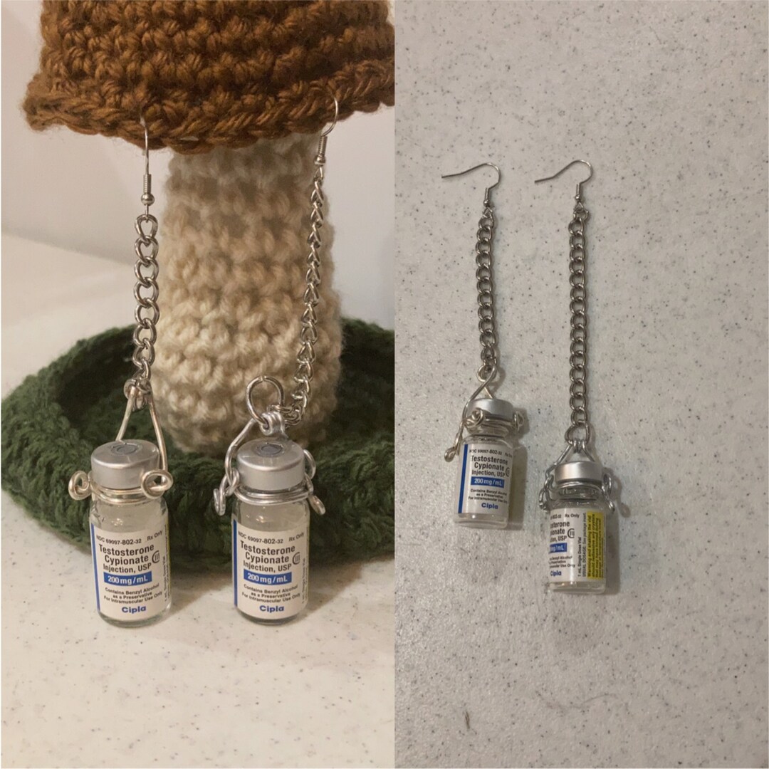 Testosterone Vial Jewelry, Earrings, Necklaces, Keychains, Handmade ...