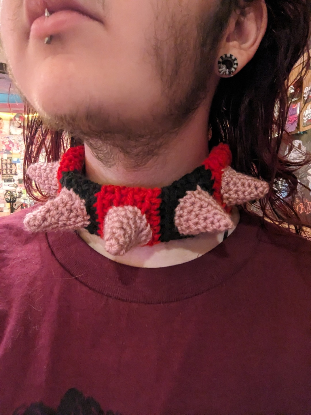 Crochet Spiked Choker, Adjustable, Handmade, Perfect for Costume ...