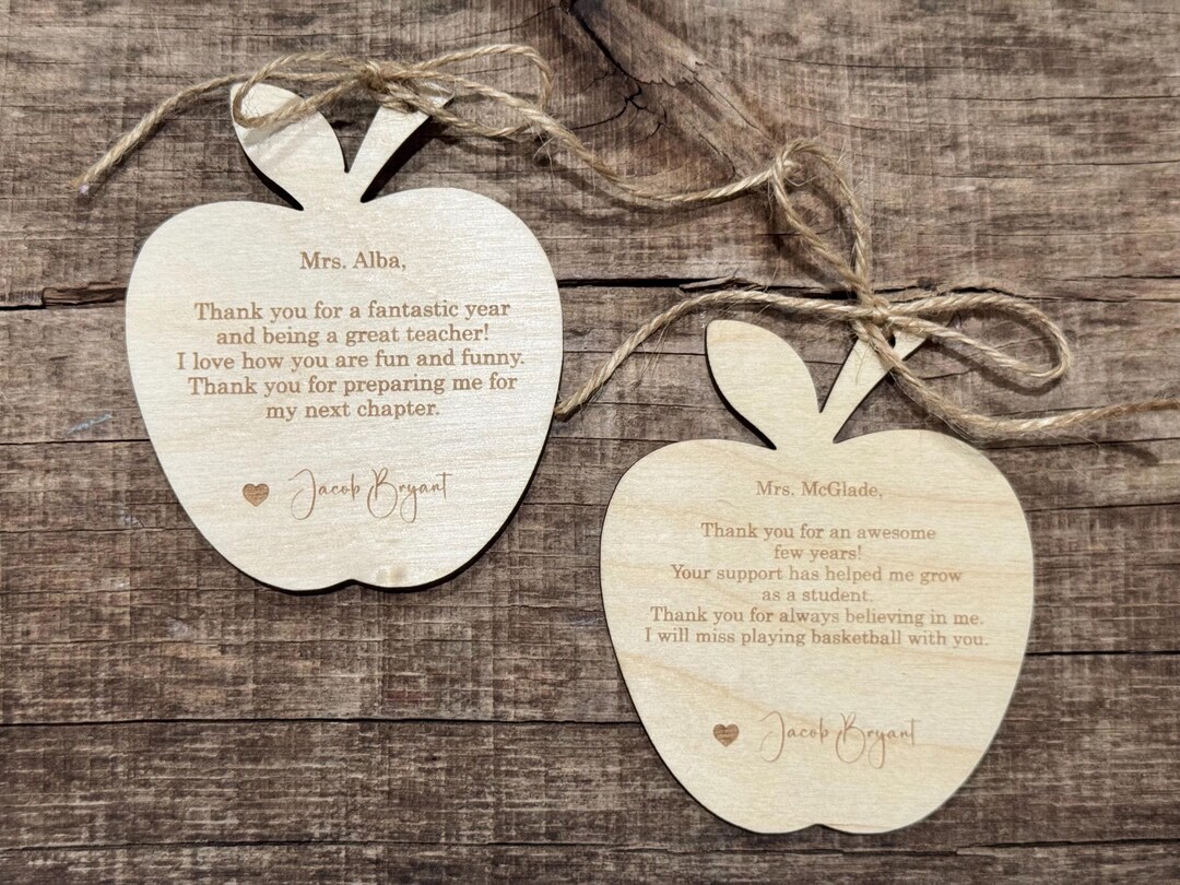 Personalized Wooden Apple Shape Gift Tag | Teacher Appreciation Gift ...