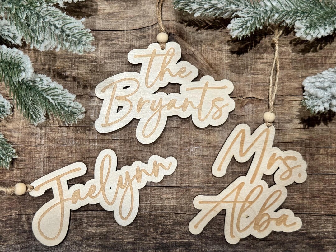 Personalized Engraved Wood Name Tag: Christmas Stocking Ornament - Etsy