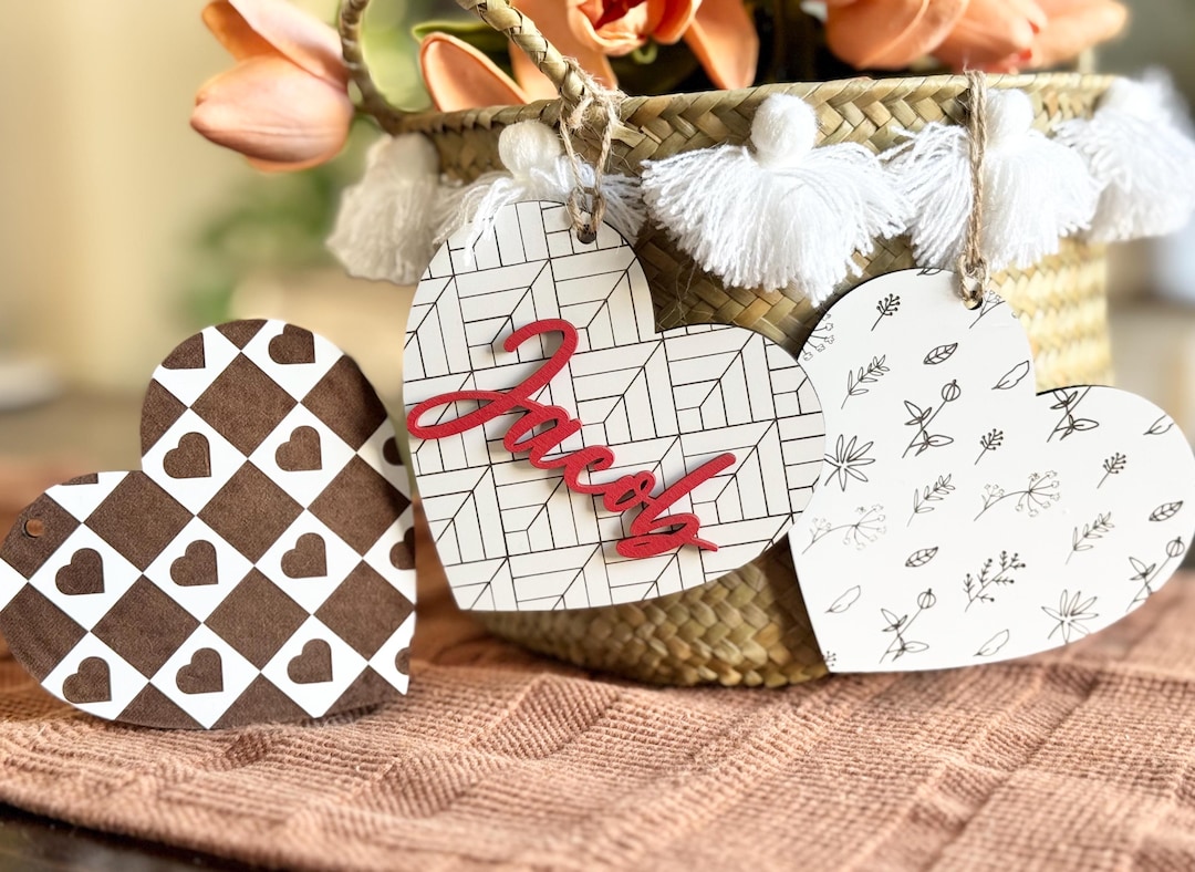 Valentine’s Day Name Tags | Heart Shape Name Tags | Basket Name Tags ...