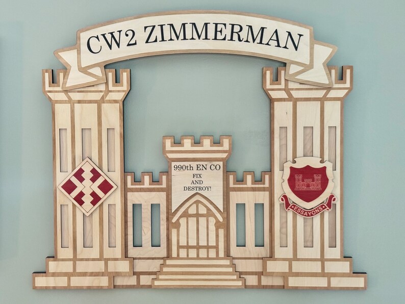 Custom US Army Engineer Wooden Castle Plaque | Army Engineer Sign ...