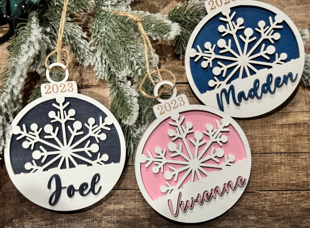 Snowflake Name Ornament Personalized Snowflake Ornament 3D Wood ...