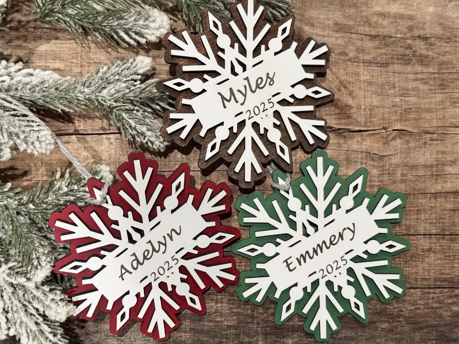 Personalized Snowflake Name Ornament: 3D Wooden Christmas Name Tag - Etsy