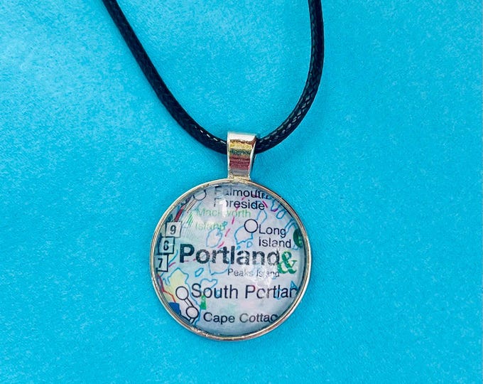 Portland, ME Map Necklace Made From Upcycled Maps. - Etsy