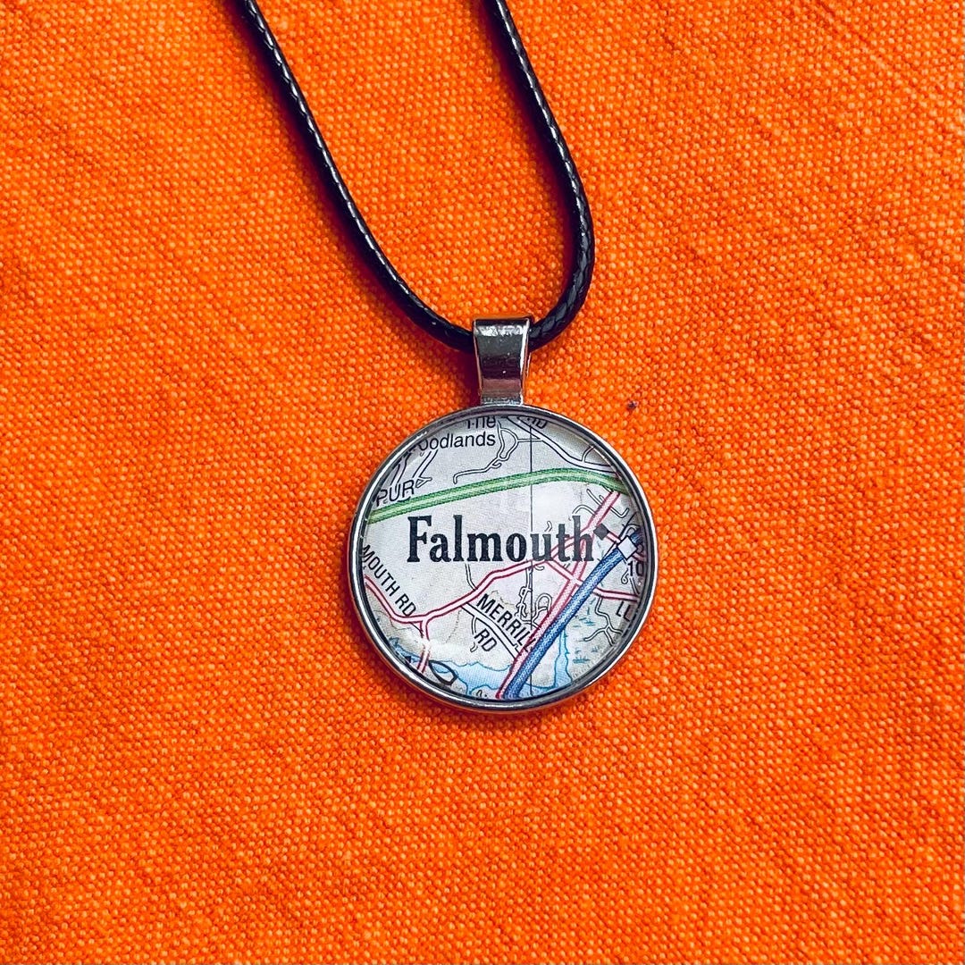 Falmouth, ME Map Necklace Made From Upcycled Maps. - Etsy