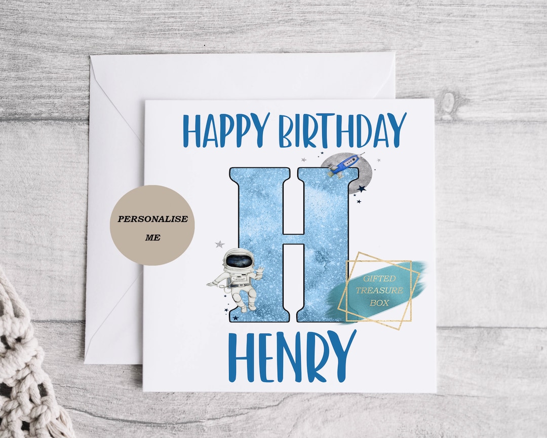 Personalised Kids Birthday Card, Space Birthday Card, Astronaut ...