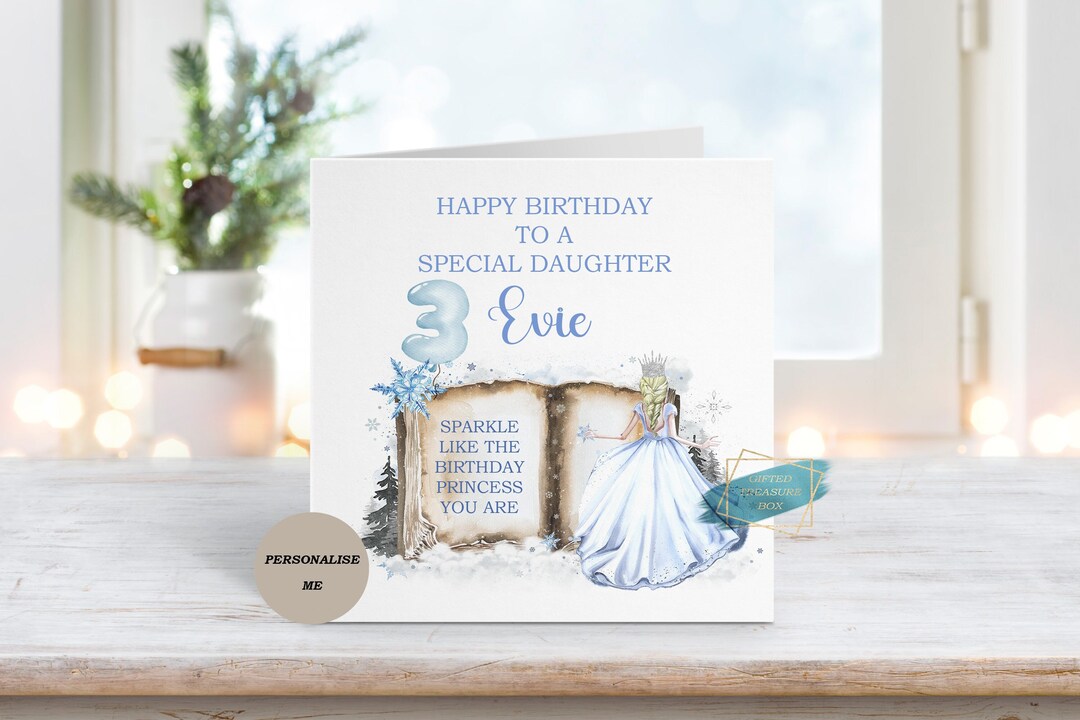Personalised Kids Birthday Card, Ice Queen Birthday Card, Princess ...