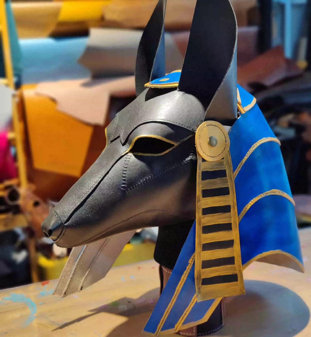 Genuine Leather Anubis Mask Head Cowhide Pure Handmade Knitted Party ...