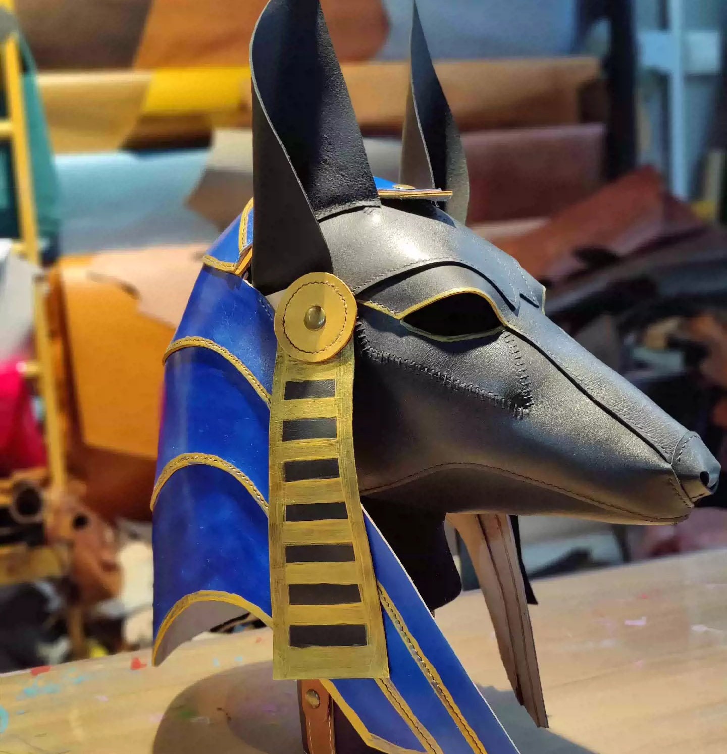 Genuine Leather Anubis Mask Head Cowhide Pure Handmade Knitted Party ...