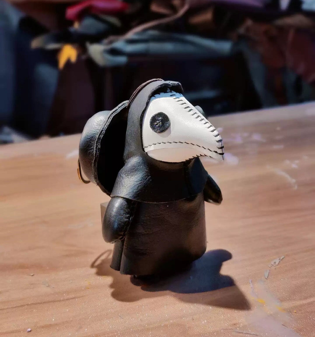 Genuine Leather Plague Doctor Doll Head Layer Leather Hand Sewn Dolls ...