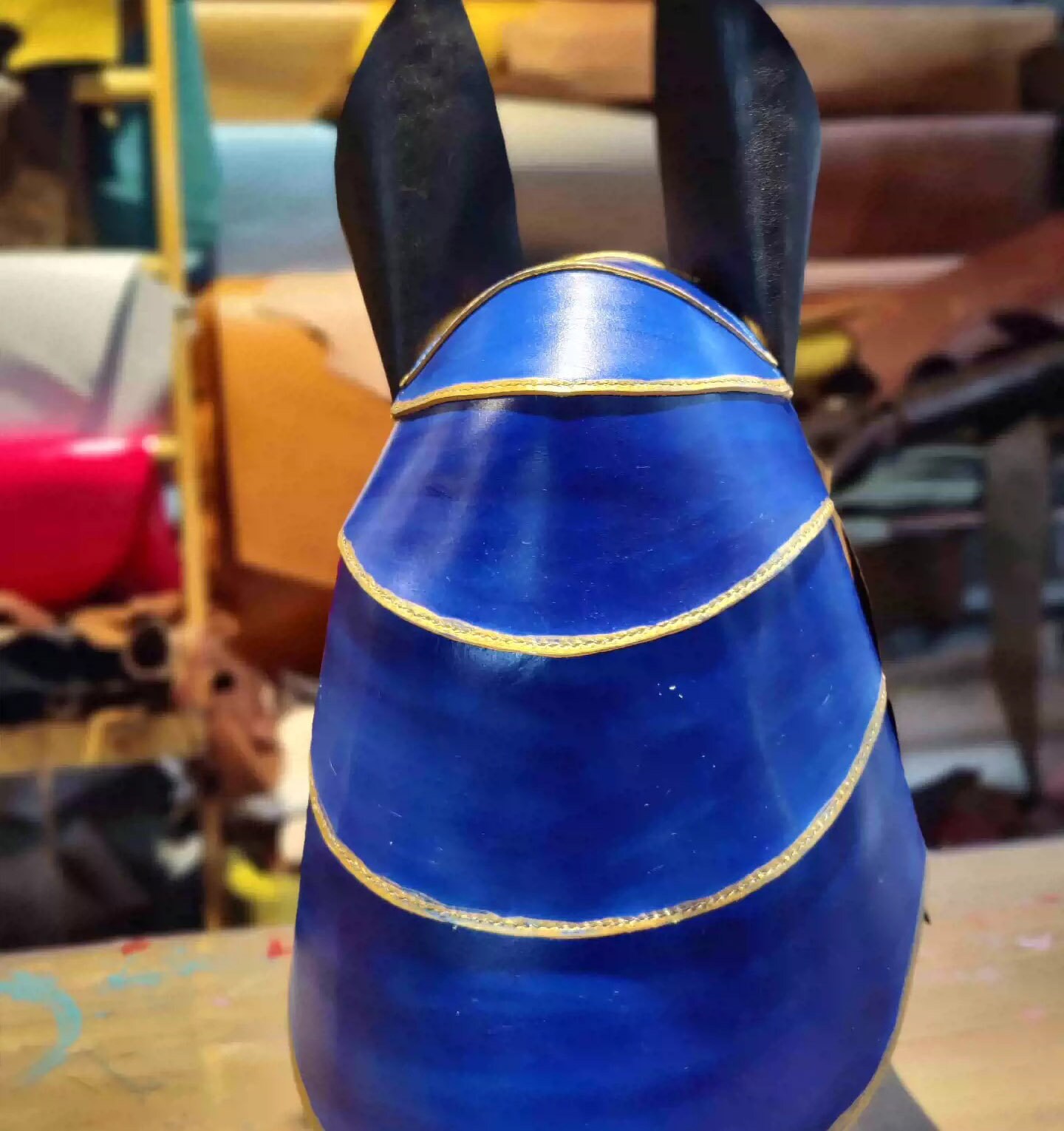 Genuine Leather Anubis Mask Head Cowhide Pure Handmade Knitted Party ...