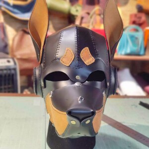 Genuine Leather Dog Head Mask Head Cowhide Pure Handmade Knitted Party ...