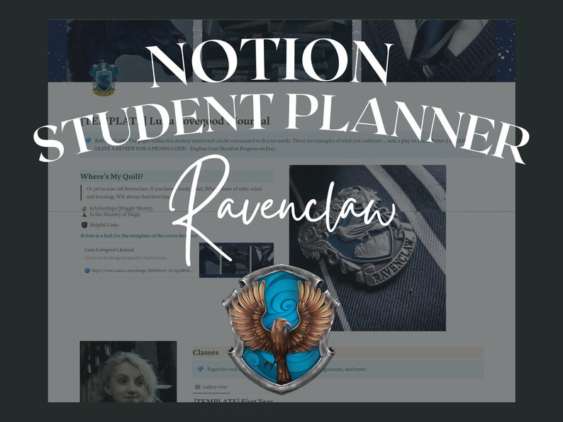 RAVENCLAW Notion Student Planner - Etsy