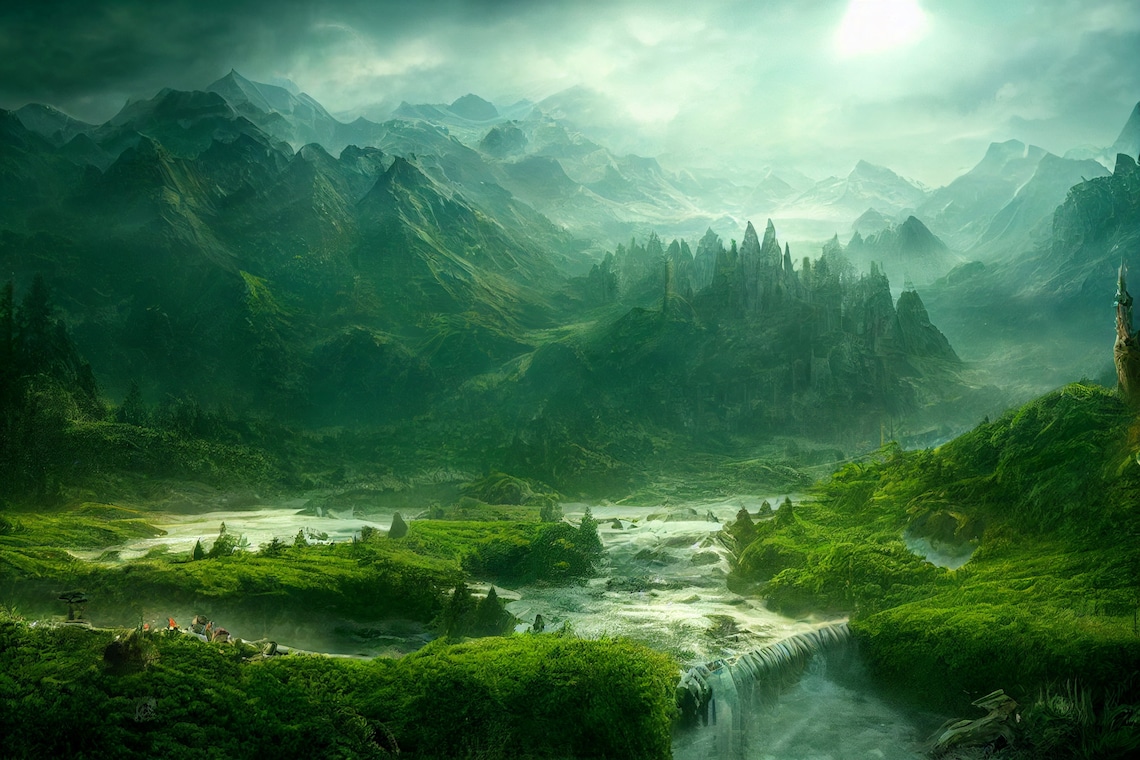 Fantasy Landscapes - Elven City - Digital Print- Screen Saver - Fantasy ...