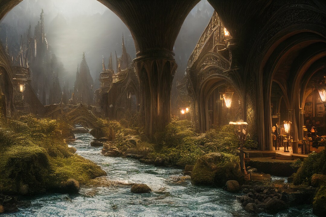 Underground Elvish City- Digital Print- Screen Saver - Fantasy Art - Etsy