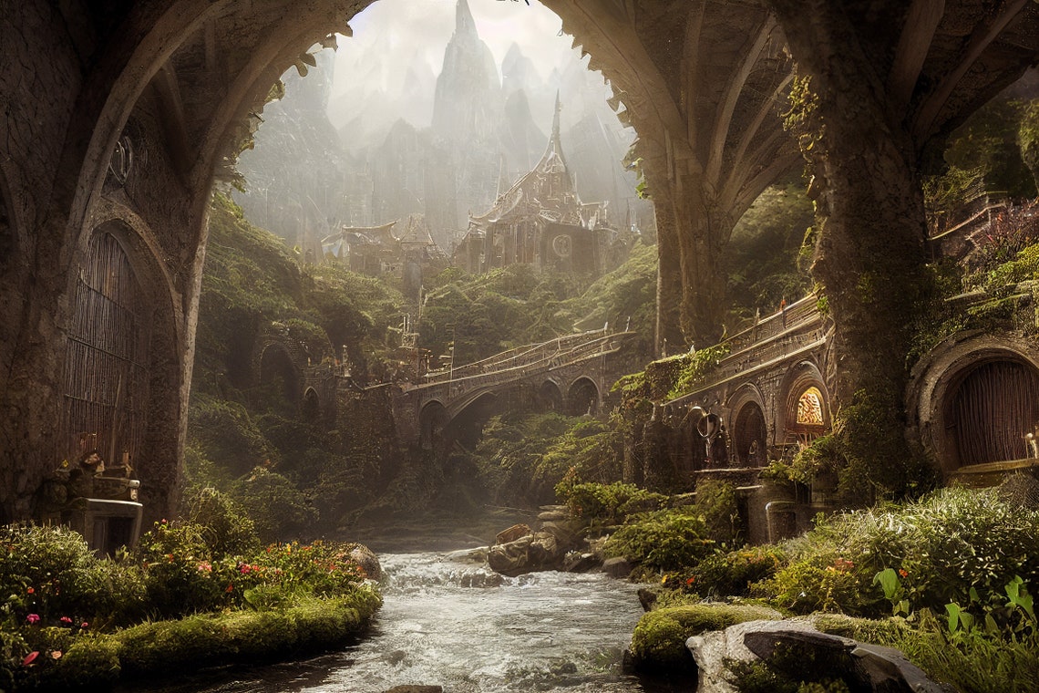 Fantasy Landscapes - Elven City - Digital Print- Screen Saver - Fantasy ...