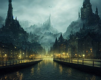 Fantasy Landscapes - Elven City - Digital Print- Screen Saver - Fantasy ...